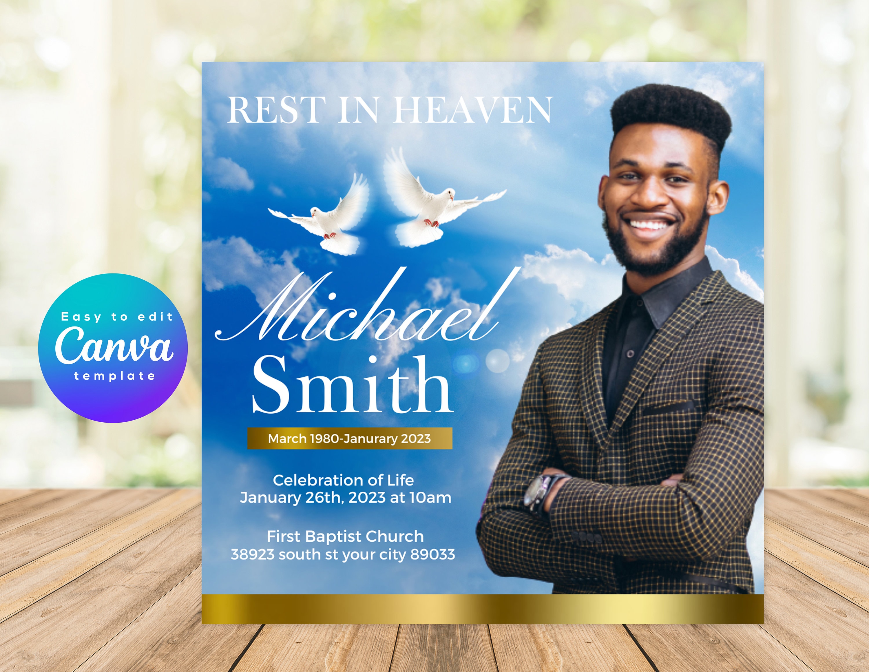 Memorial Flyer Announcement for Instagram, Funeral Flyer Invite for ...