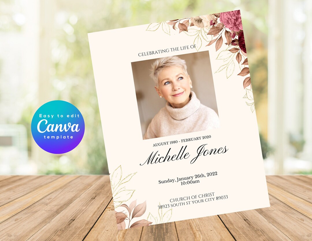Funeral Flyer Announcement Template, Celebration of Life Funeral Invite ...