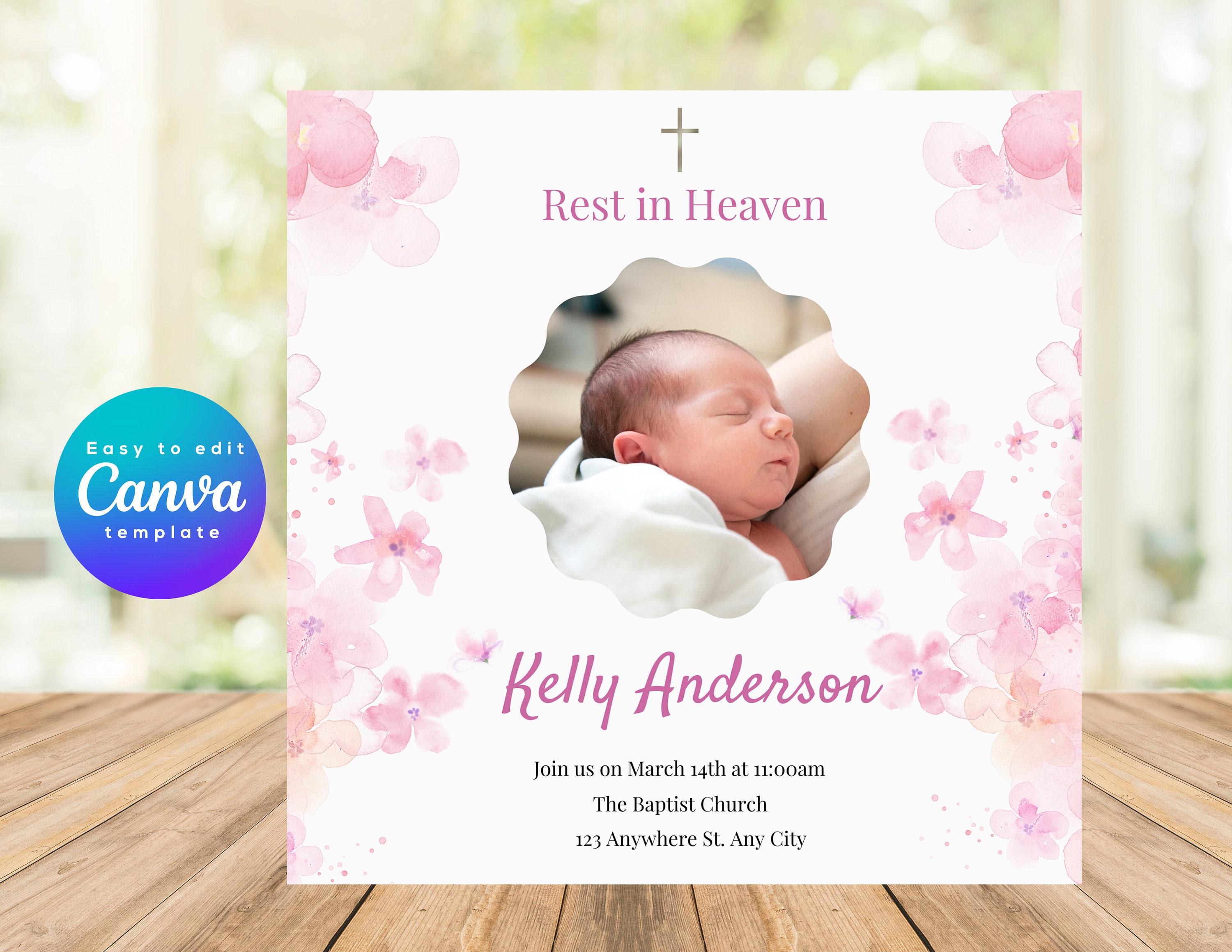 Baby Memorial Flyer Announcement for Instagram, Baby Funeral Flyer ...
