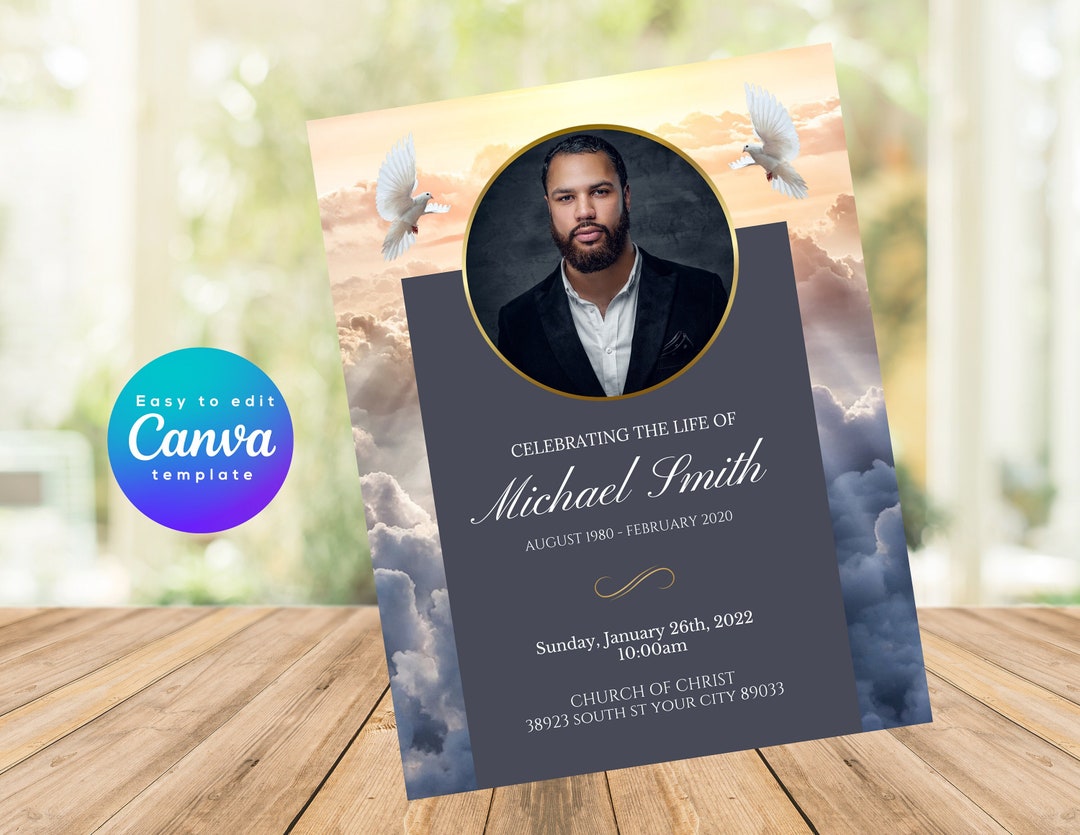 Funeral Flyer Announcement Template, Celebration of Life Funeral Invite ...