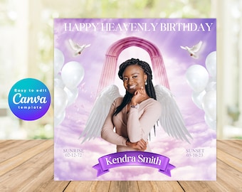 Happy Heavenly Birthday Memorial Flyer, Funeral Flyer - Etsy