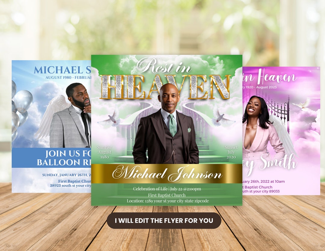 Memorial Flyer, Funeral Flyer, Balloon Release Flyer, I Will Edit the ...