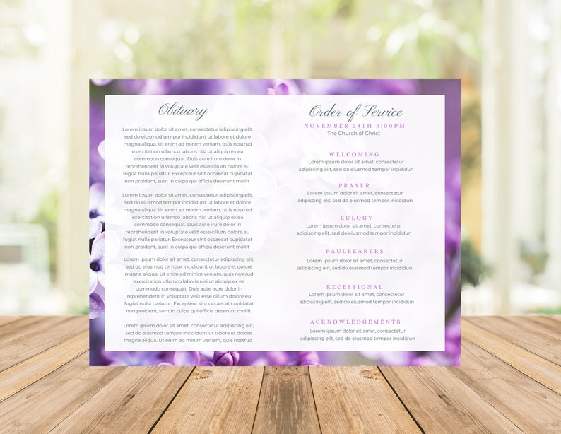 Funeral Brochure Template, Celebration of Life Brochure - Etsy