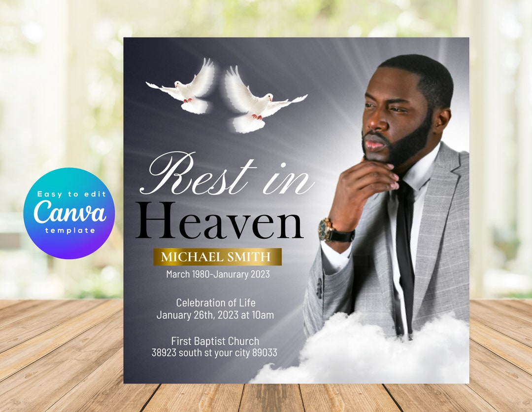 Memorial Flyer Announcement for Instagram, Funeral Flyer Invite for ...