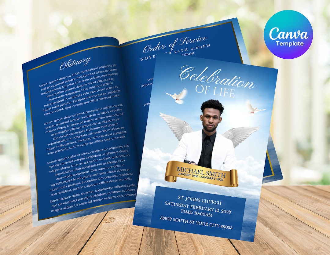 Funeral Brochure Template, Celebration of Life Brochure - Etsy