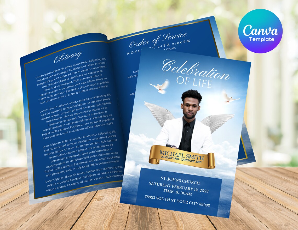 Funeral Brochure Template, Celebration of Life Brochure - Etsy