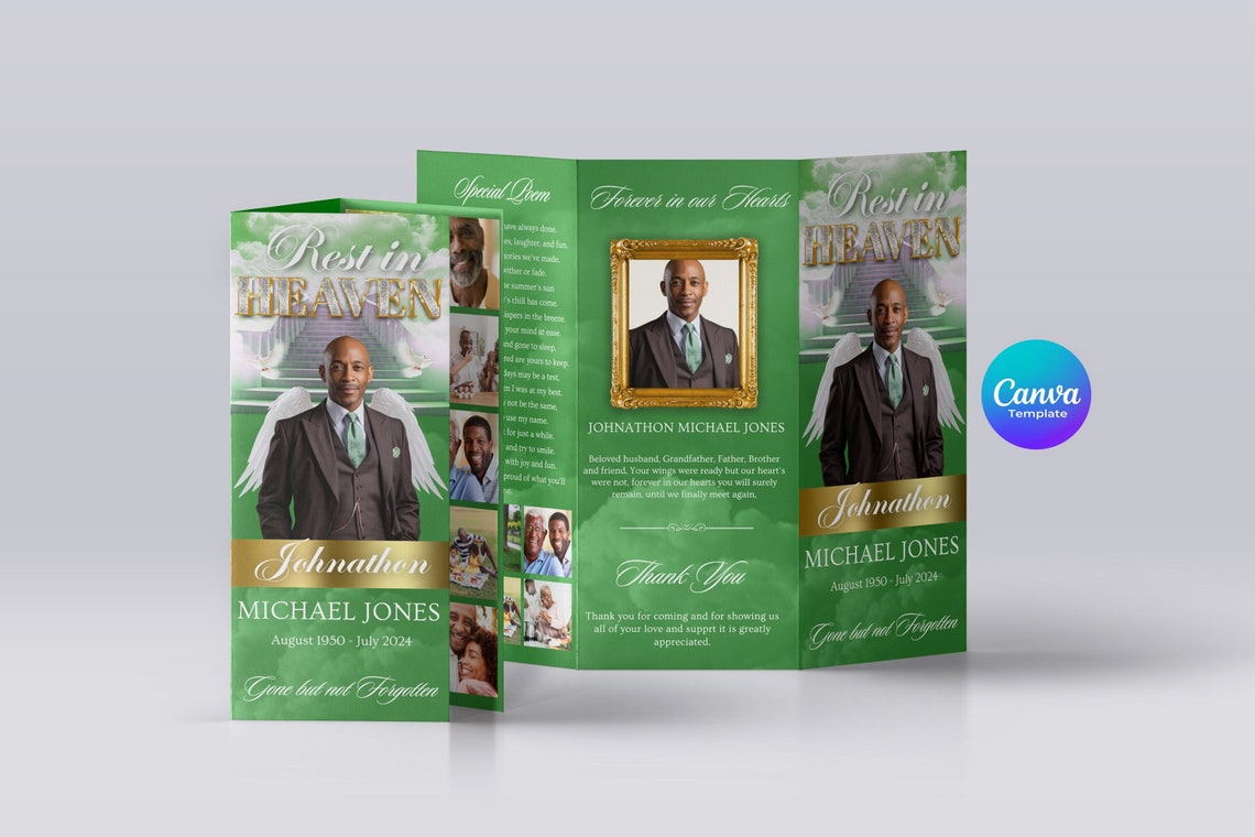 Funeral Trifold Brochure Template, Celebration of Life Trifold Brochure ...