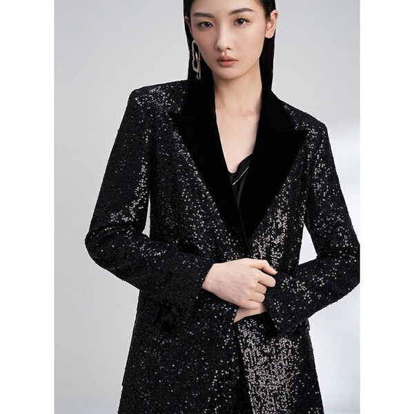 Black Sequined Blazer - Etsy