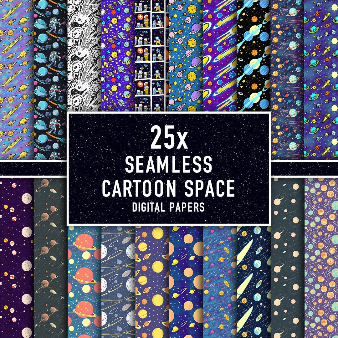 Space Digital Paper, Universe Seamless Pattern, Space Prints, Planets ...