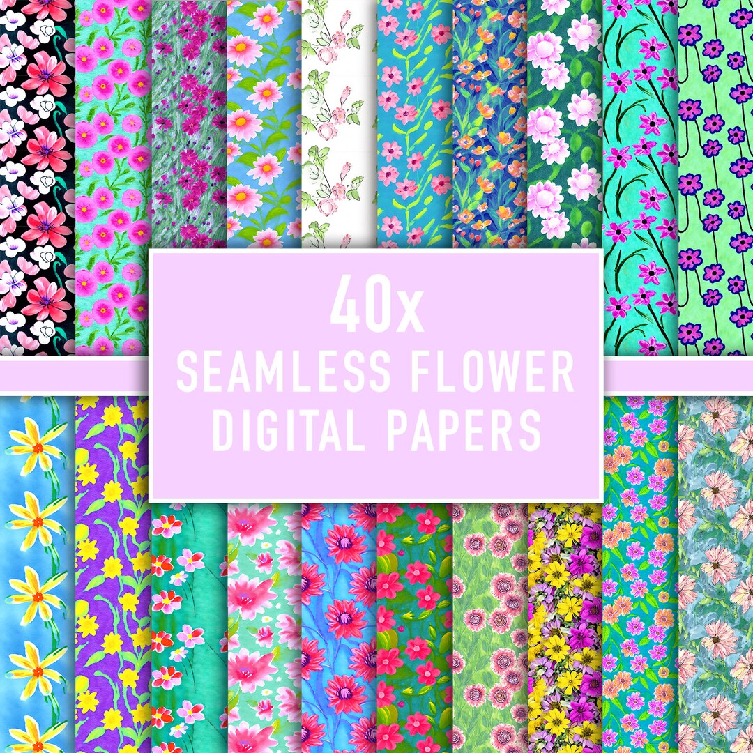 Flowers Digital Paper, Flowers Seamless Pattern, Floral Prints, Flowers ...