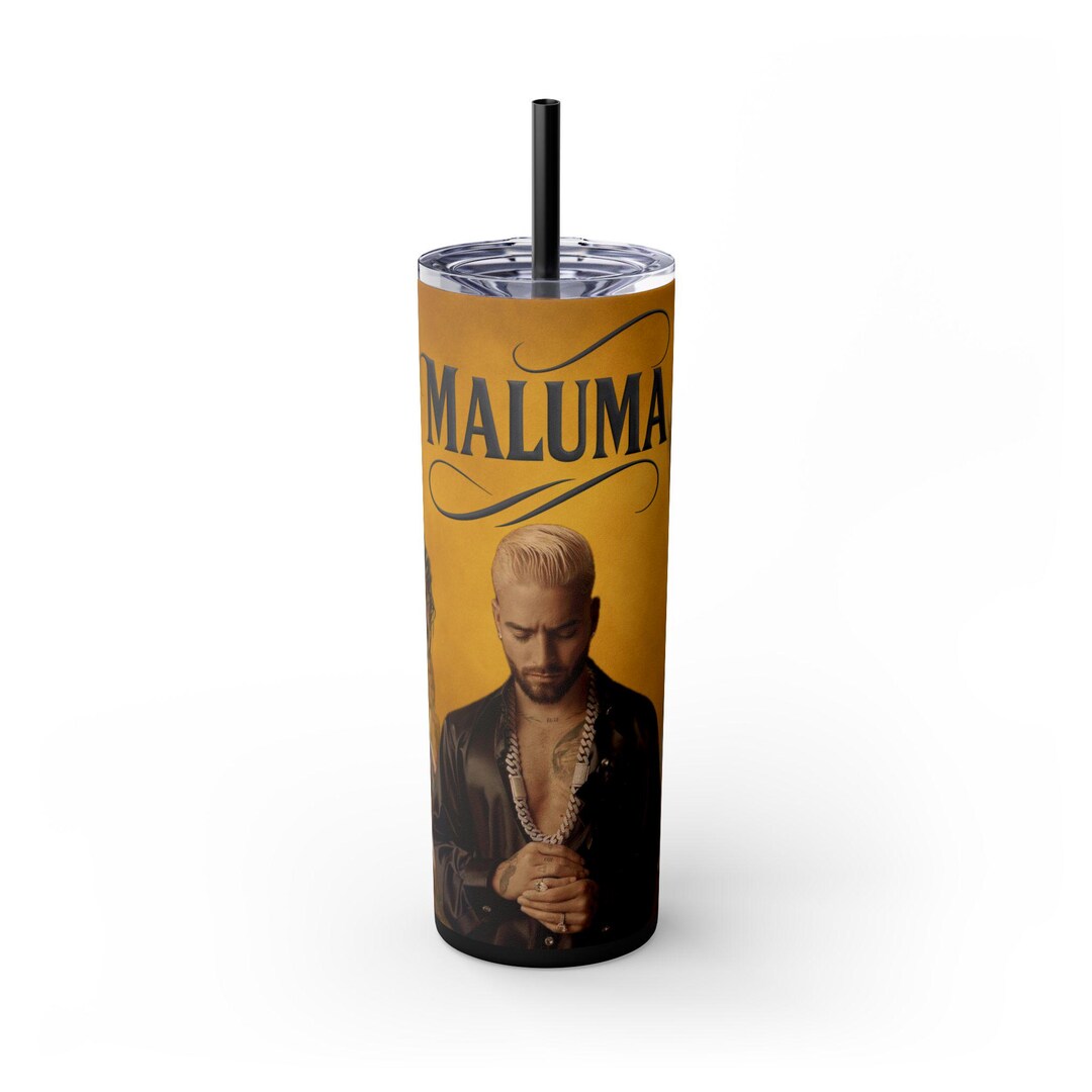 Stylish Skinny Tumbler With Straw, 20oz - Vibrant Maluma Design ...