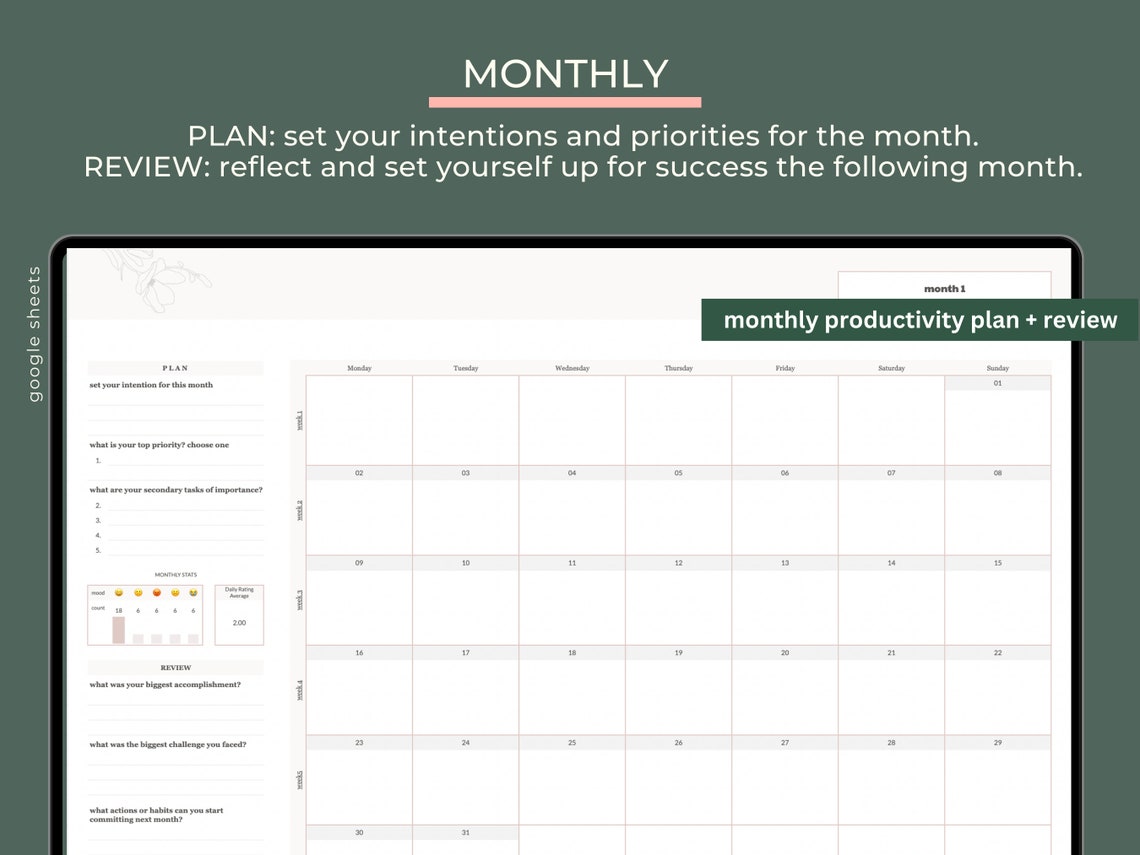 Customizable Planner Google Sheets Productivity Annual - Etsy