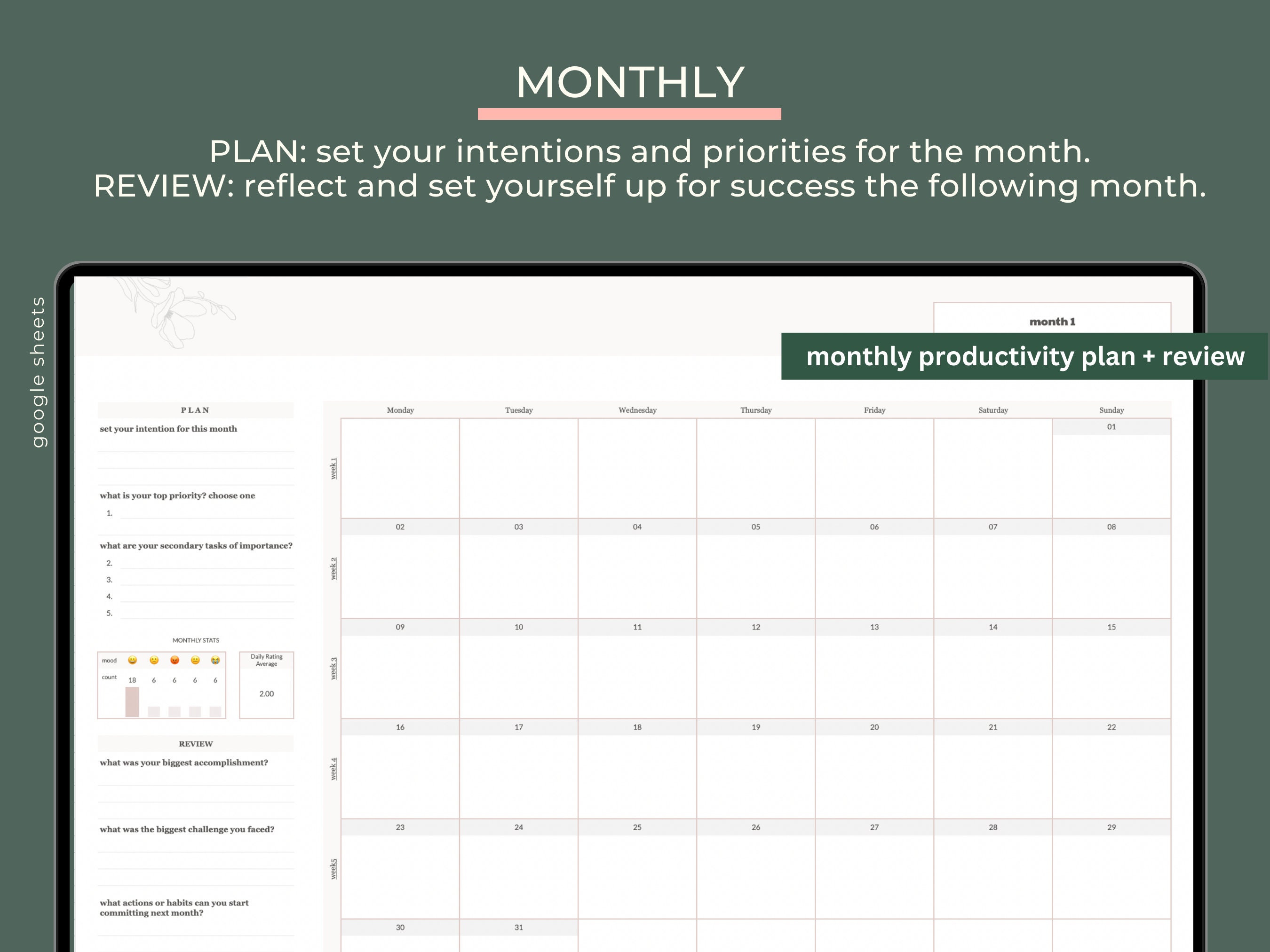 Customizable Planner Google Sheets | Productivity | Annual, Monthly ...