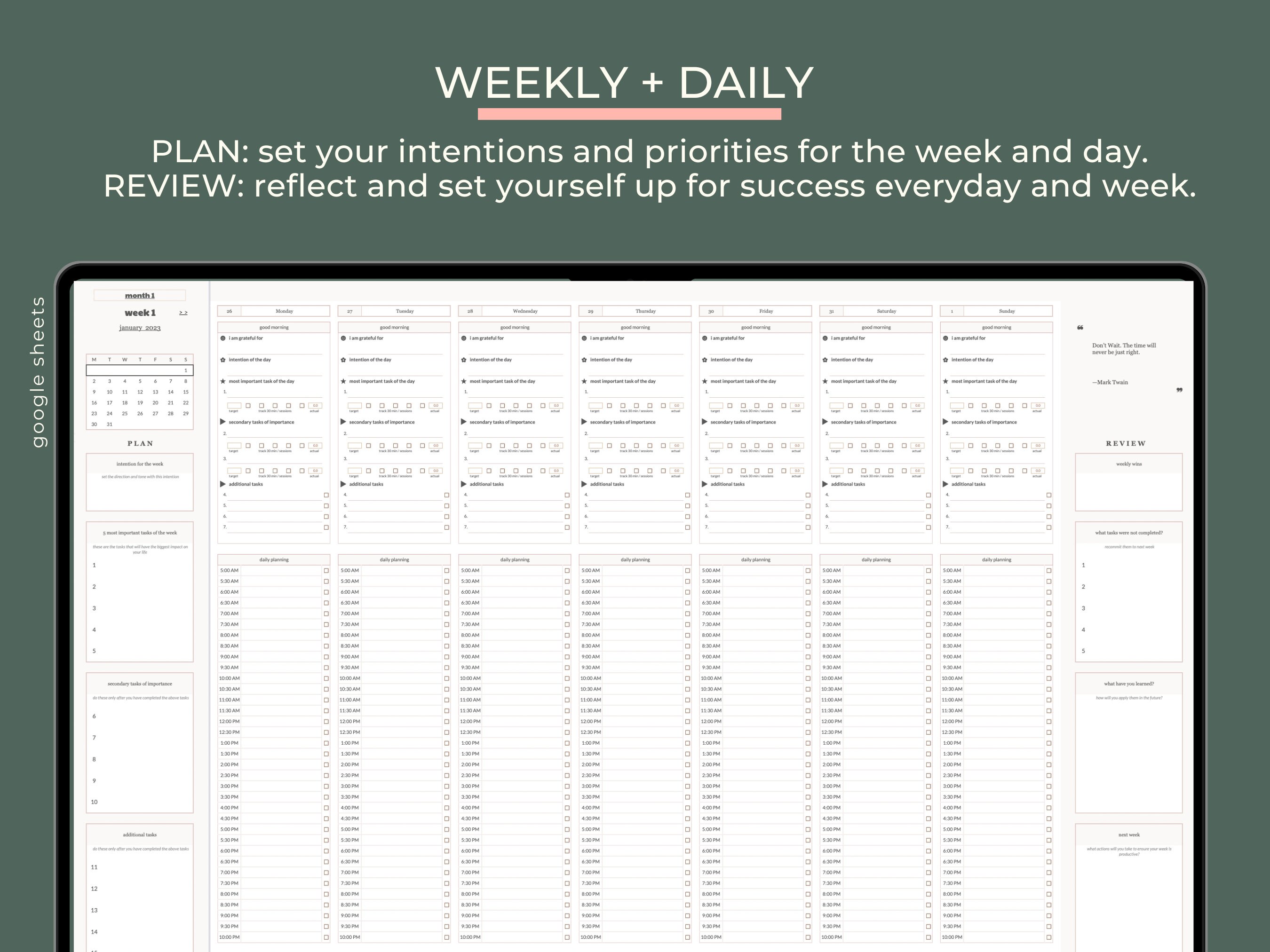 Customizable Planner Google Sheets | Productivity | Annual, Monthly ...