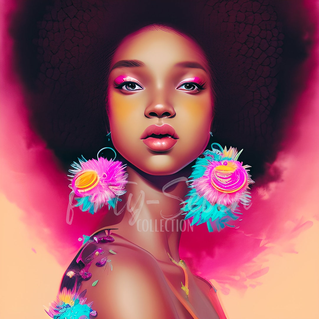 Afro Happiness Colorful Digital Download Image Judy Black Girl Magic - Etsy