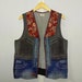 Upcycled Vest With Batik Collar, Patchwork Vest, Recycled Jeans ...