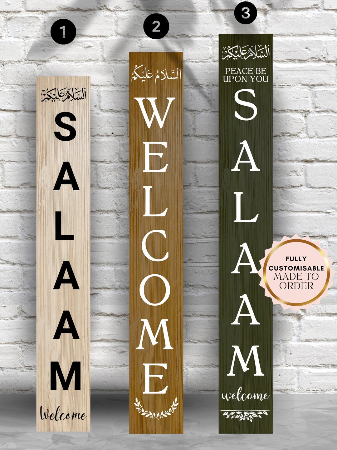 Salaam Welcome Tall Porch Sign Standing Door Entry Sign Wreath - Custom ...