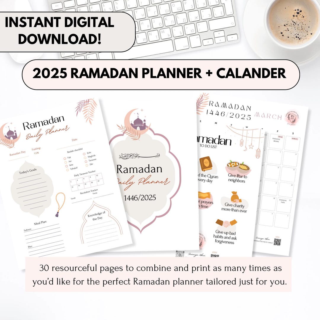 Ramadan Planner Printable Digital Download- Calendars/ Duas / Daily+ ...