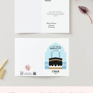 Personalized Umrah or Hajj Mubarak Greeting Card - Elegant Islamic ...