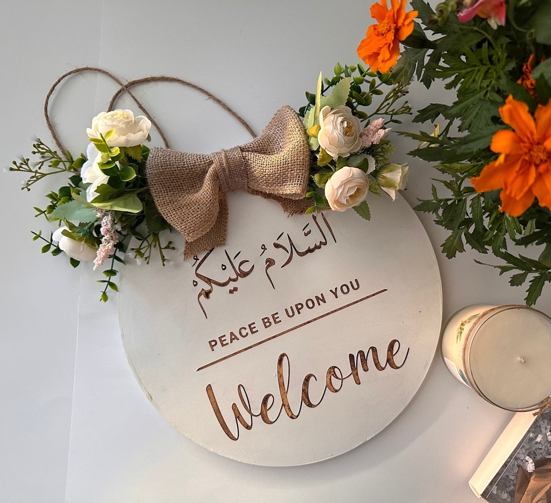 Welcome Sign Salaam Muslim Islamic Welcome Hanging Door Sign Laser ...