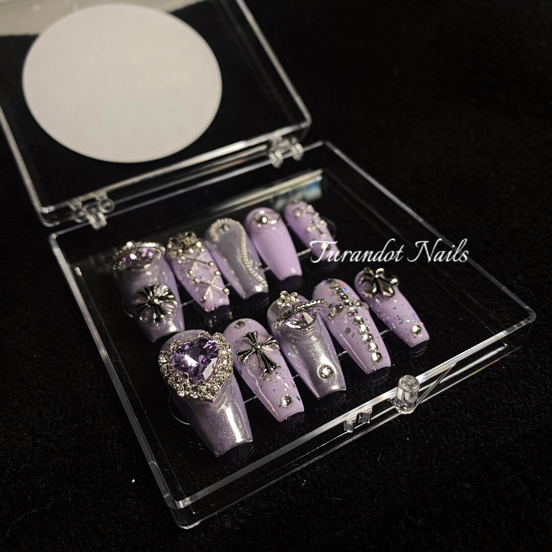 Press on Nails-cool Purple Vienna Princess| Nail Art - Etsy