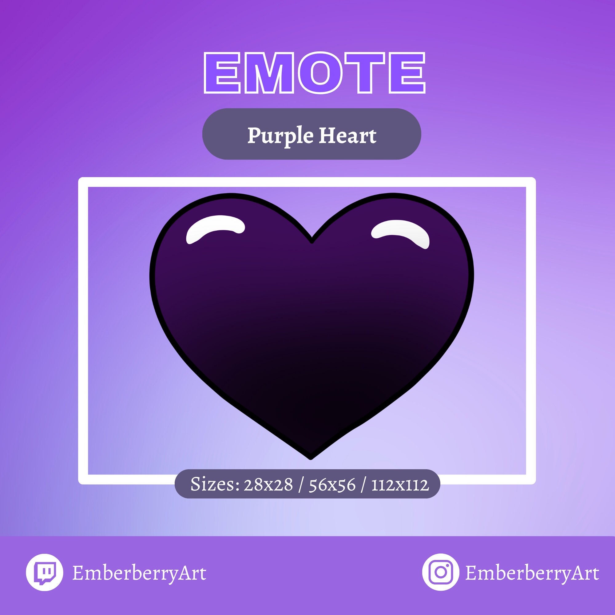 Cute Purple Heart Emote for Twitch Channel Points Youtube Discord ...