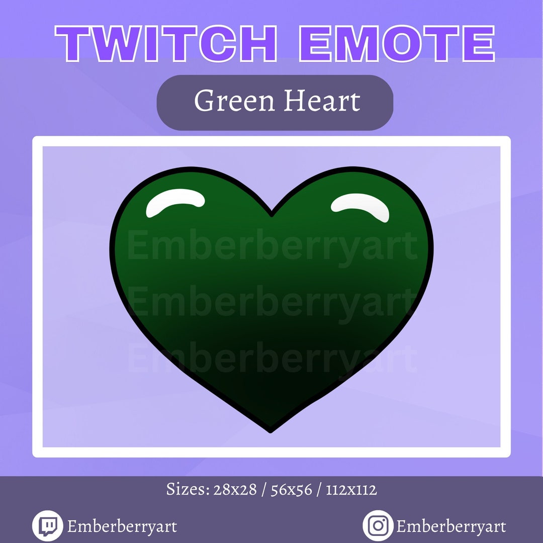 Cute Green Heart Emote for Twitch Channel Points Youtube - Etsy