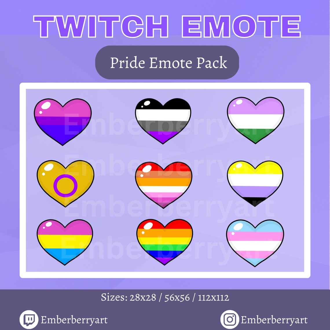 LGBTQ Pride Heart Emote Pack for Twitch Channel Points - Etsy