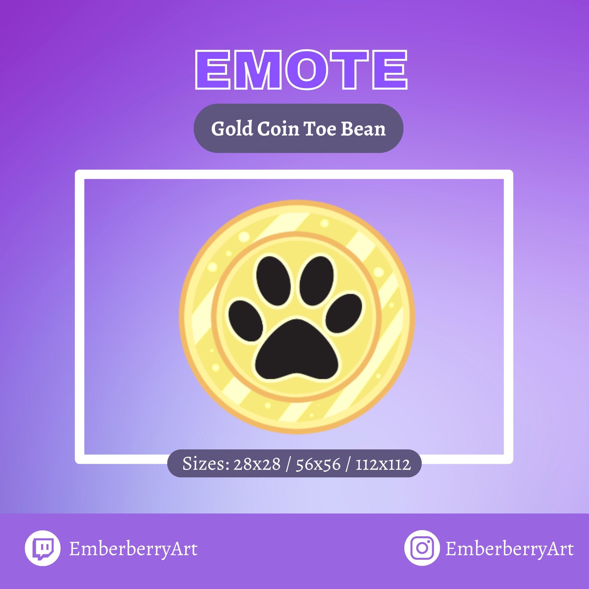 Toe Bean Gold Coin Emote for Twitch Channel Points Youtube Discord ...