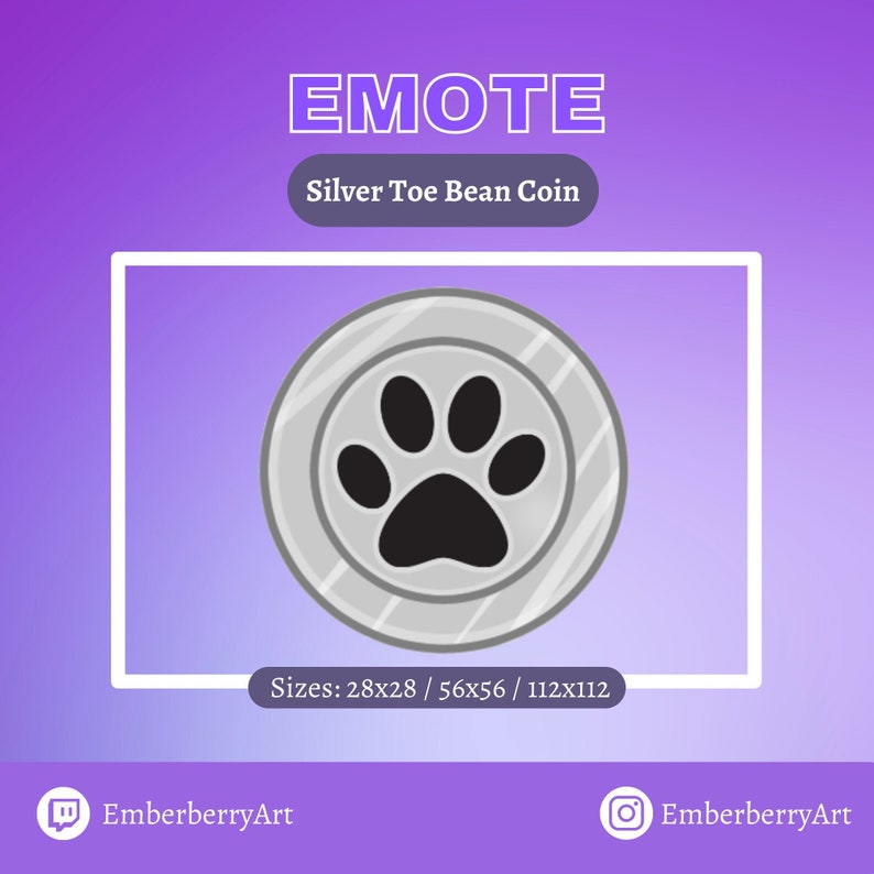 Silver Toe Bean Coin Emote for Twitch | Channel Points | Youtube ...