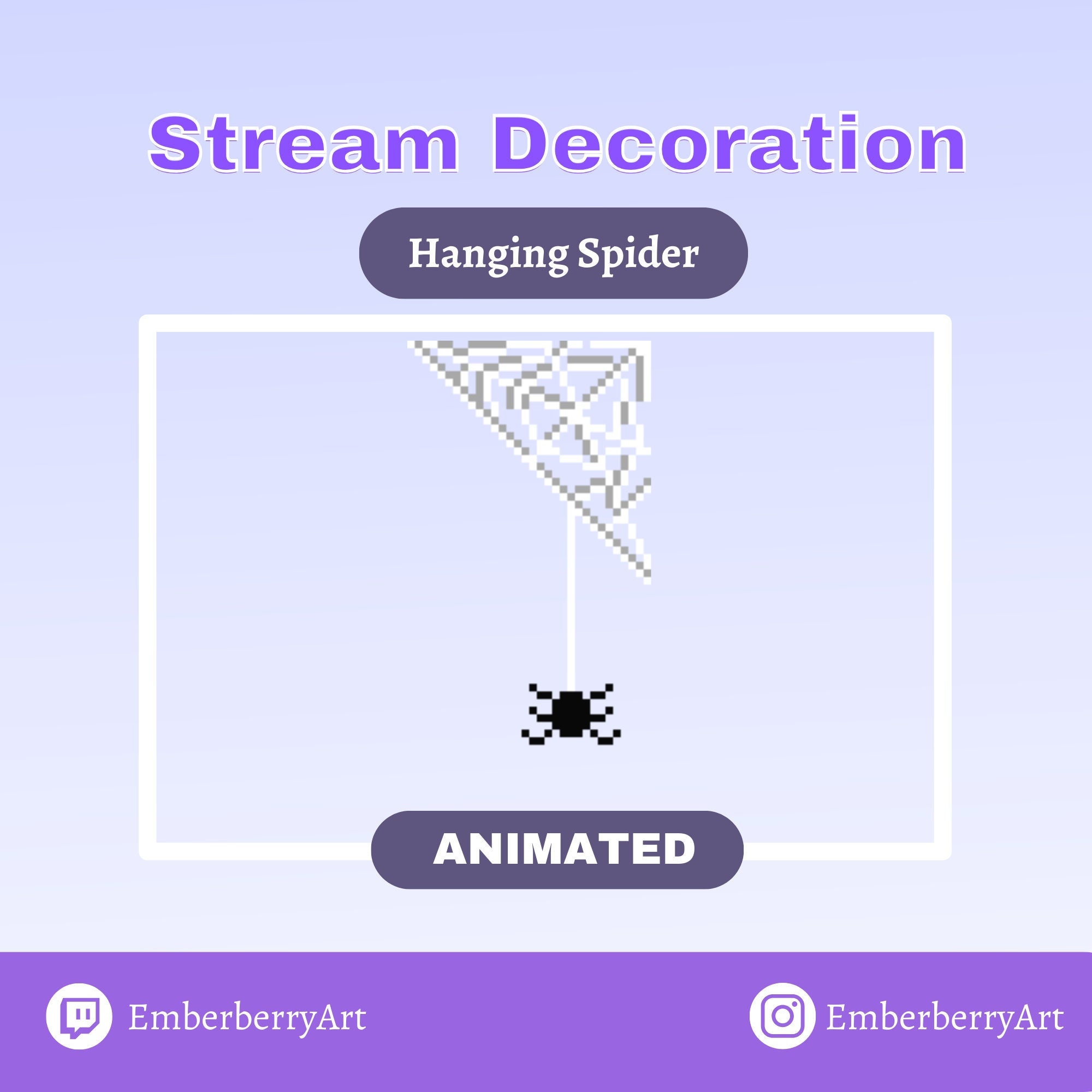 Pixel Style Hanging Spider & Spiderweb Stream Decoration for Twitch ...