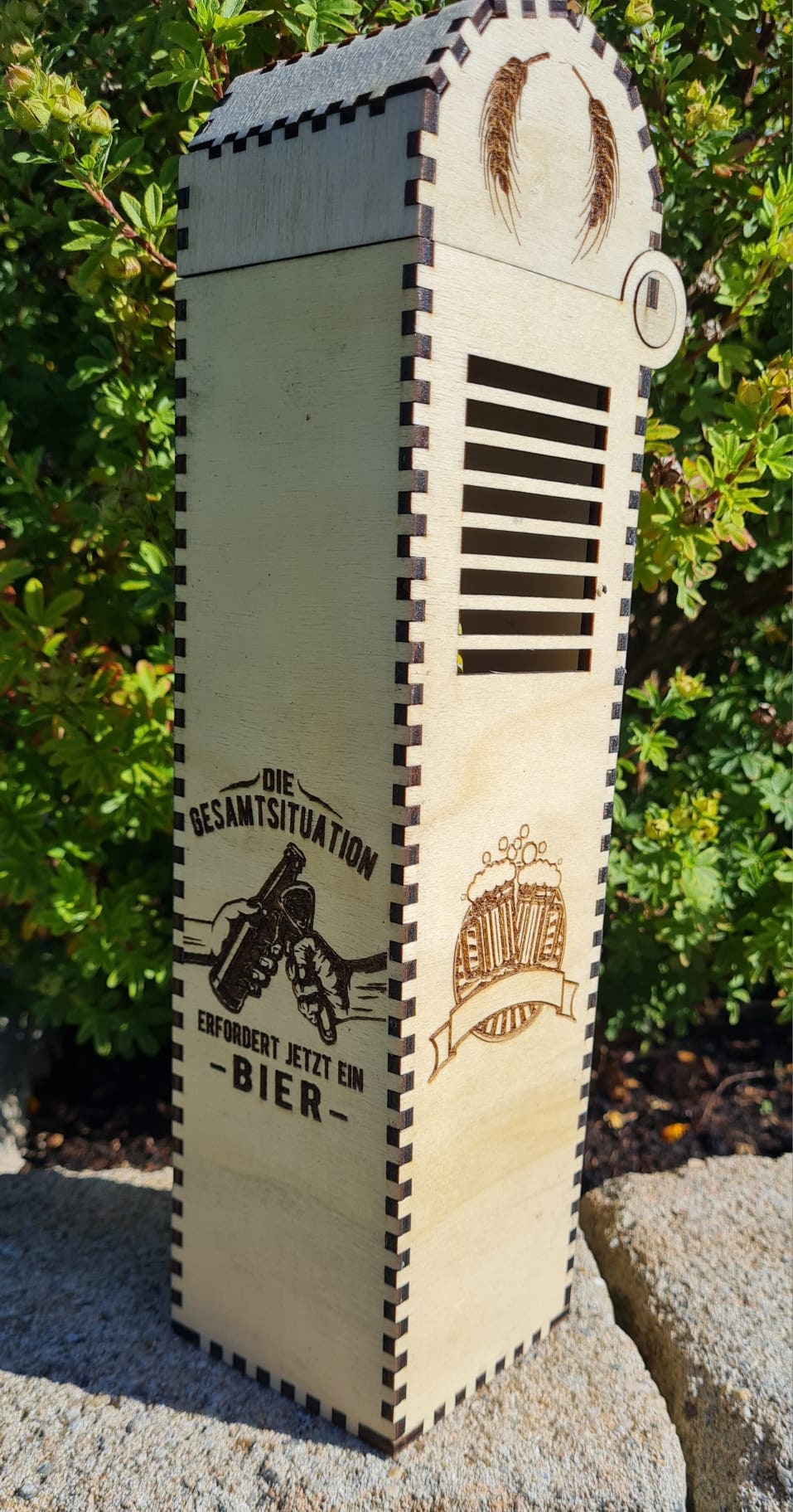 Bierbox 3mm und 4mm, mit Deckel rund, Lasercut, Geschenk, Bier, Laser ...