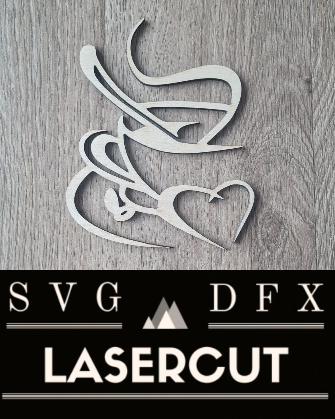 Kaffee Deko Schild Herz SVG DXF Lasercut - Etsy.de