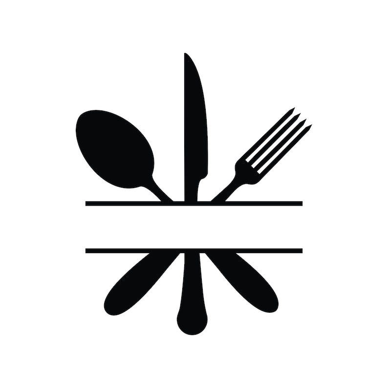 Spoon Fork Knife Split Monogram SVG, Instant Download - Etsy