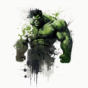 Hulk, Set 6 Superhero Download Watercolor Print, Digital Superhero ...