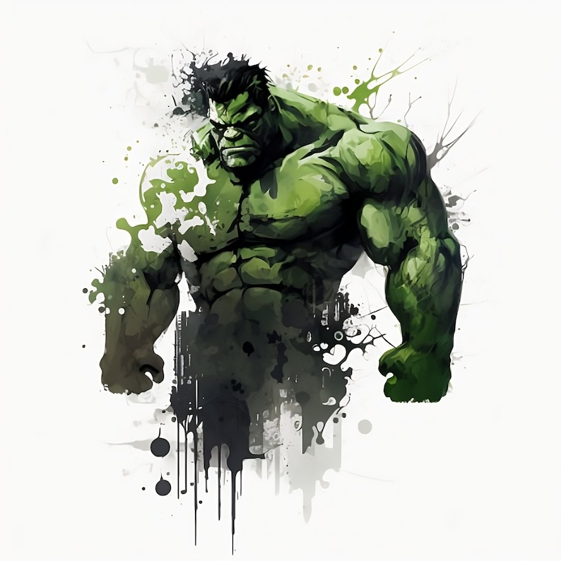 Hulk, Set 6 Superhero Download Watercolor Print, Digital Superhero ...