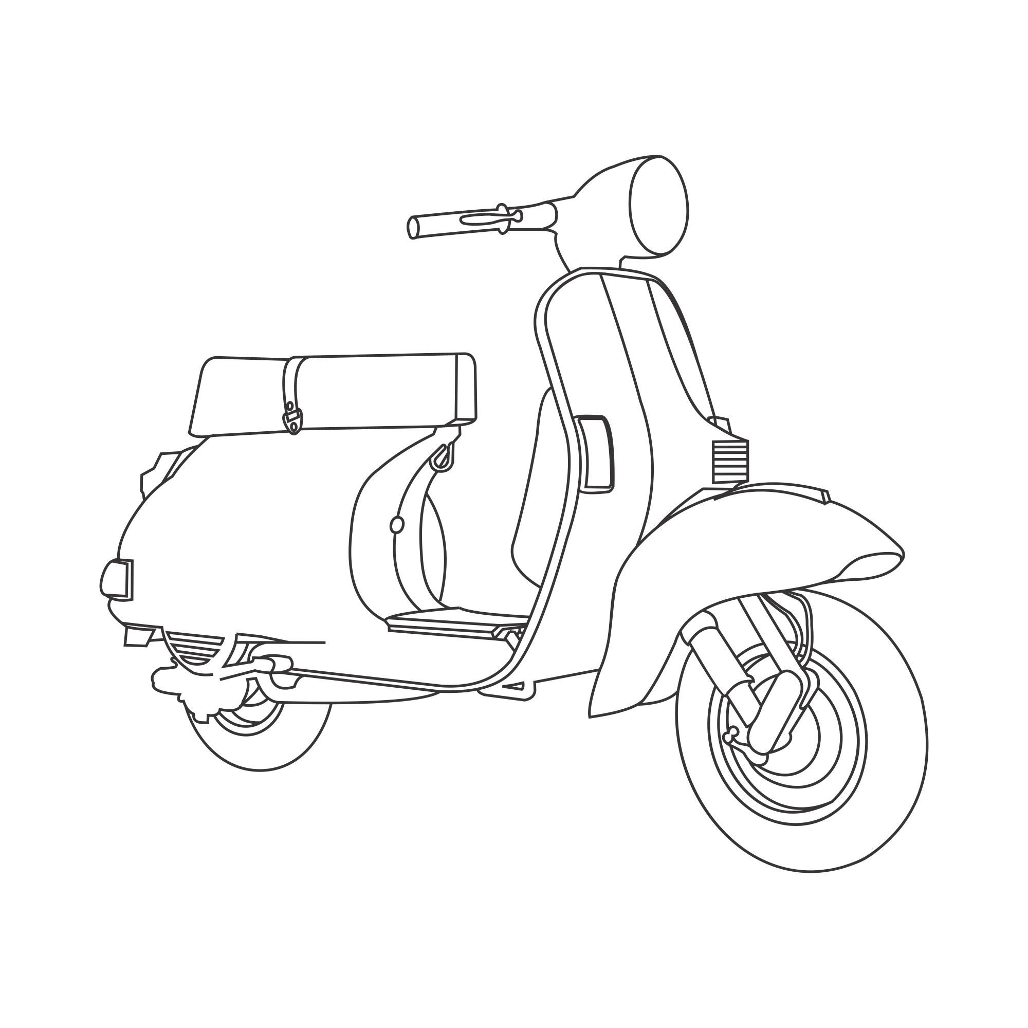 Vespa, Line Drawing SVG, Cutting, Printing - Etsy