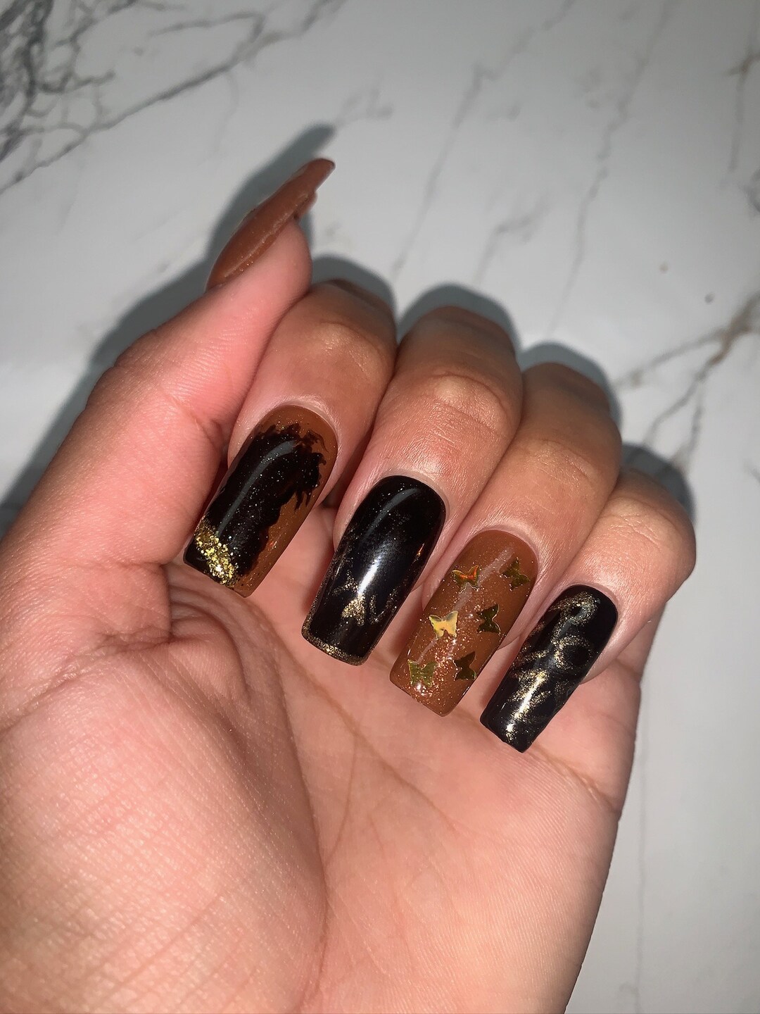 Nostalgia Rod Wave Inspired Nails Short Press on Nails Almond Press on ...