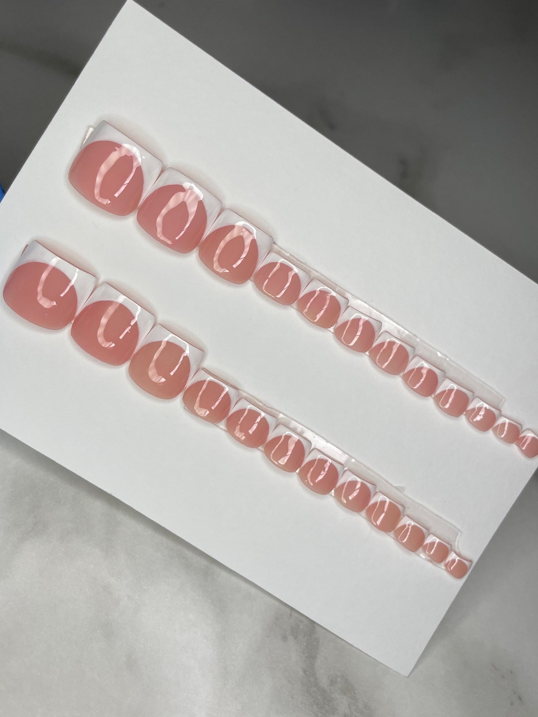 24 Pc White French Tip Toes Press on Nail Short Press on Toes French ...