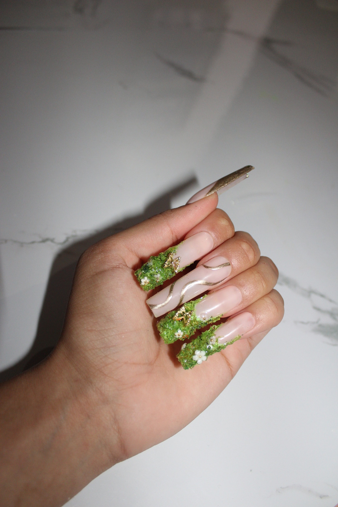 SZA Inspired Moss Nails Press on Nails Short Press on Nails Medium ...