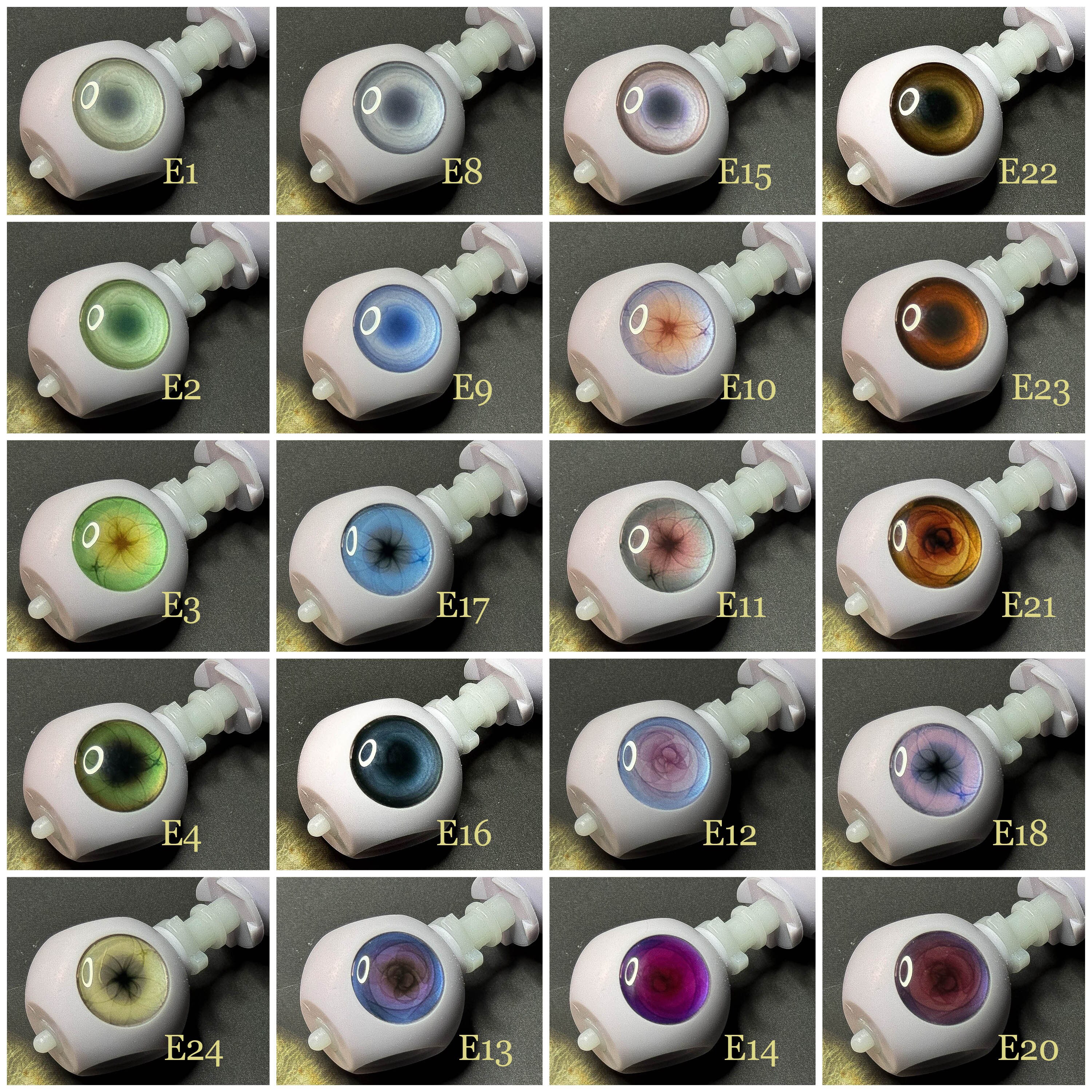 Nr.17 Set 4in1 Eye Chips for Custom Blythe Dolls - 14mm With Realistic ...