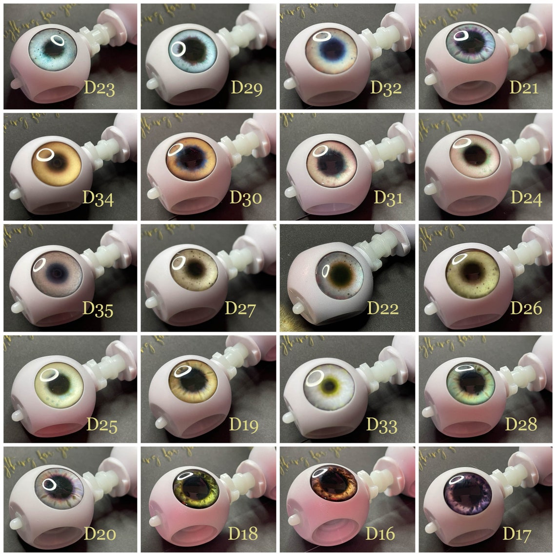 Nr.17 Set 4in1 Eye Chips for Custom Blythe Dolls - 14mm With Realistic ...
