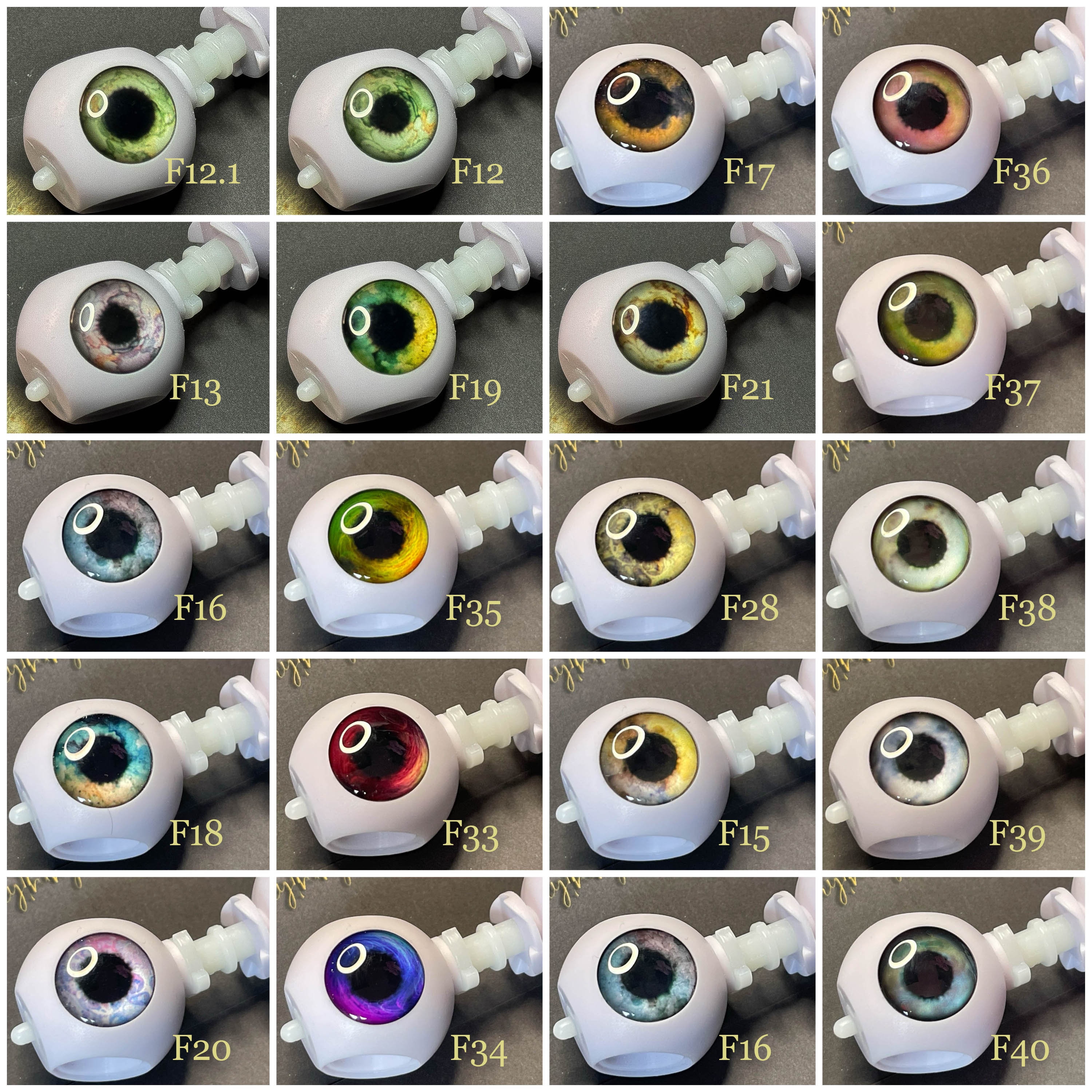Nr.17 Set 4in1 Eye Chips for Custom Blythe Dolls - 14mm With Realistic ...