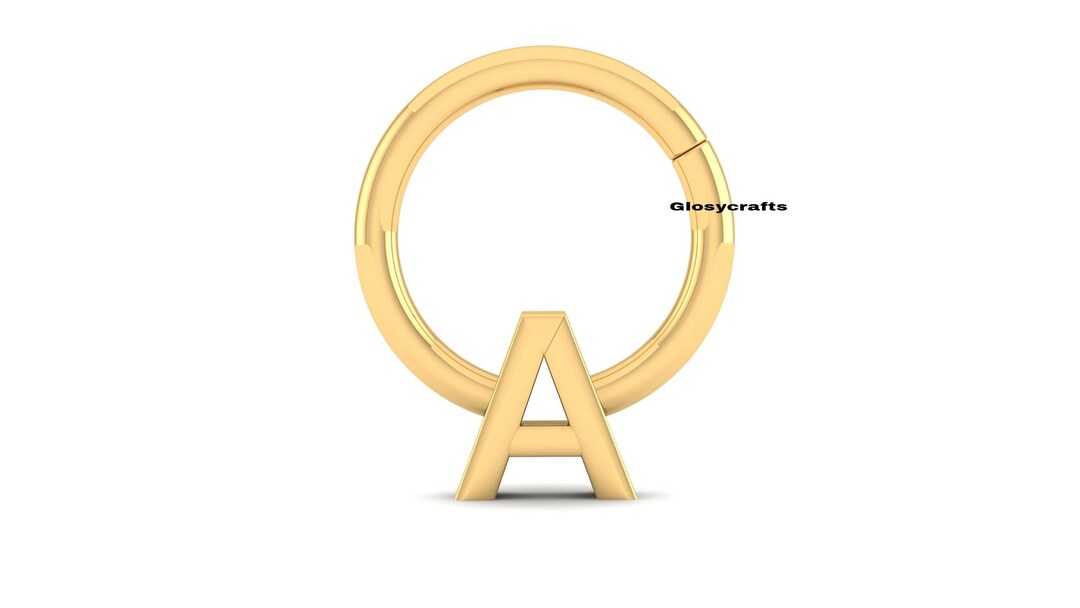 14KT Plain Gold Septum A to Z Letter 14K Solid Gold Septum - Etsy