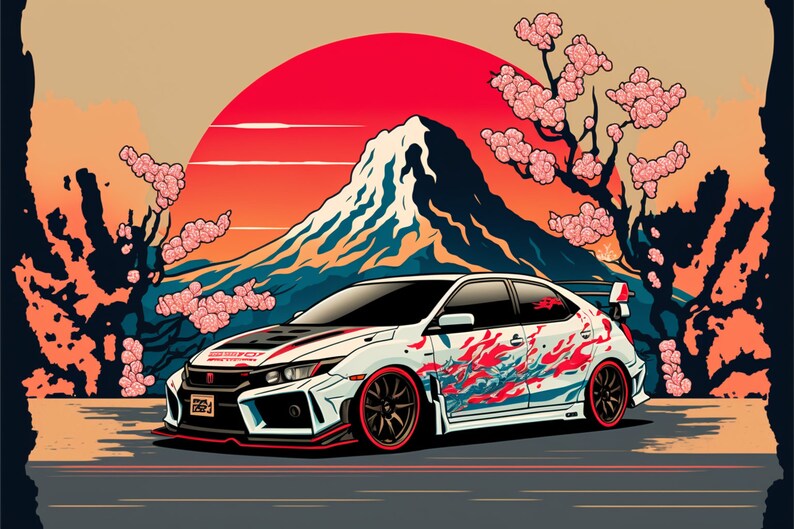 Ukiyo-e Honda Civic Type R Digital Art - Etsy