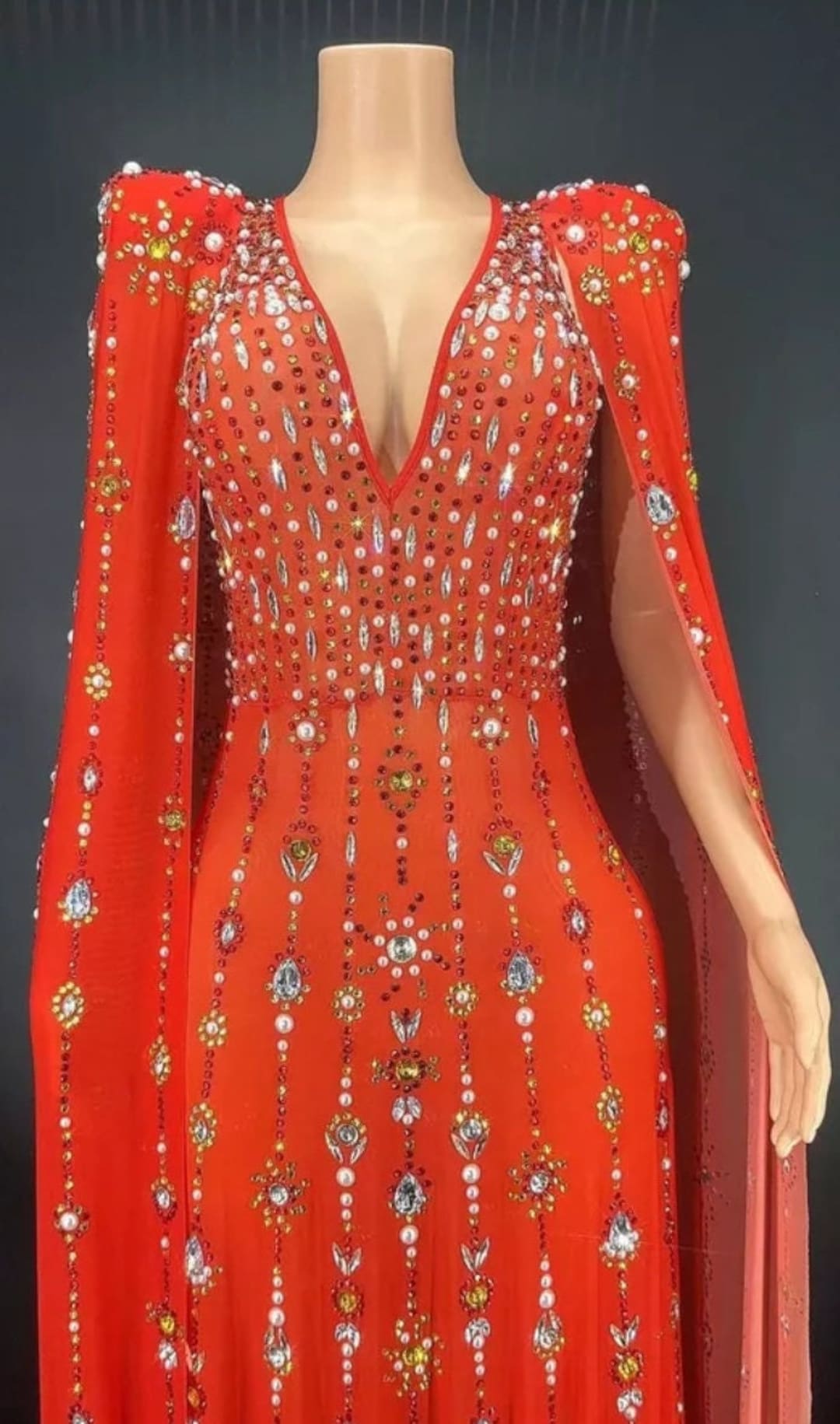 Red Sequin Long Sleeve Prom Evening Dress - Etsy