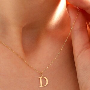 14 K Gold Letter D Thin Mirror Chain Necklace - Etsy