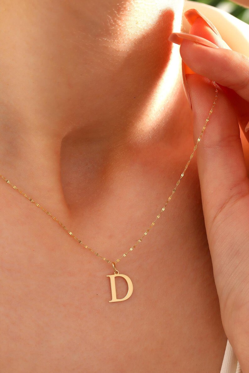 14 K Gold Letter D Thin Mirror Chain Necklace - Etsy