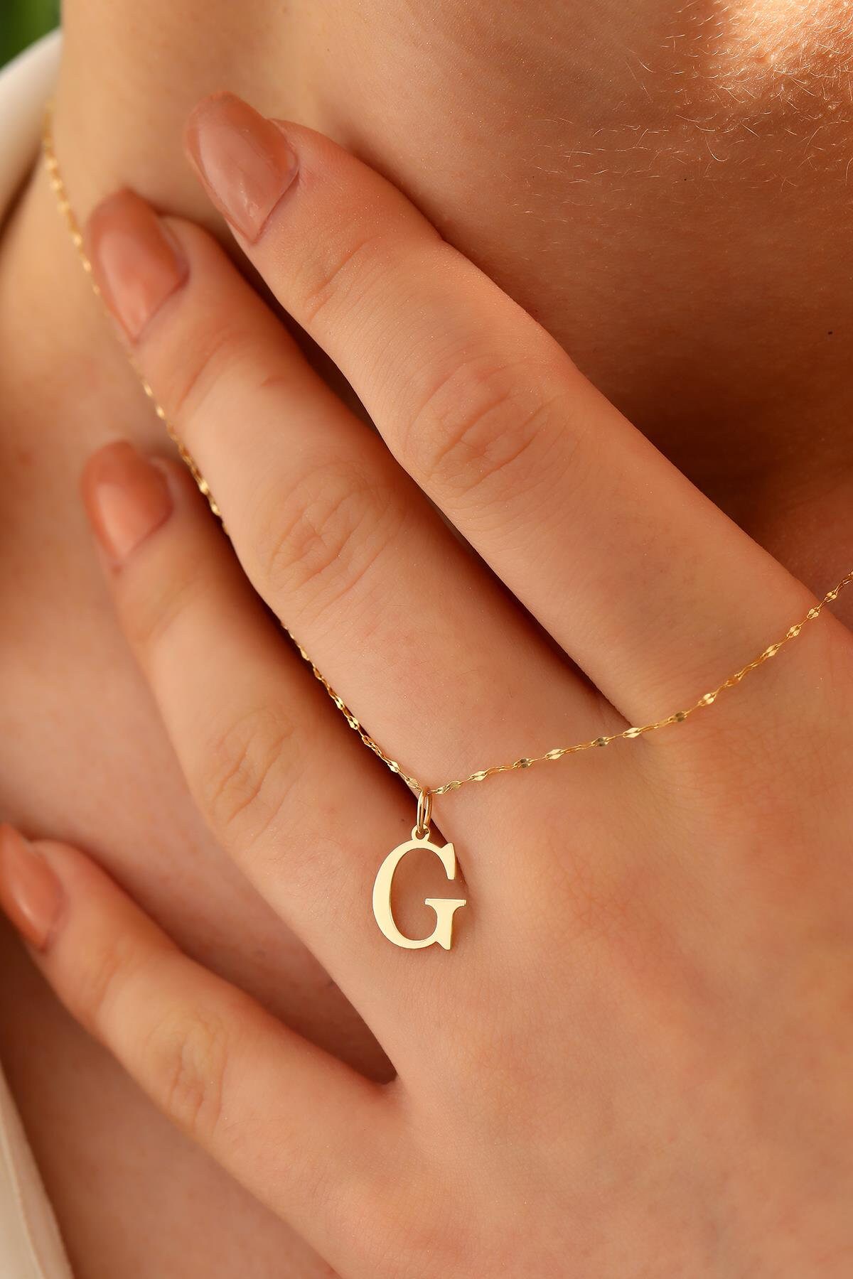 14 K Gold Letter G Thin Mirror Chain Necklace - Etsy