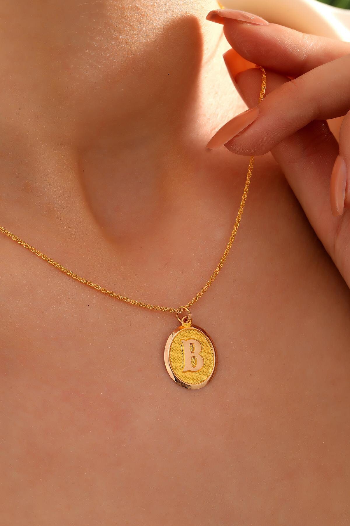 14 K Gold Nostalgia Letter B Rope Chain Necklace - Etsy